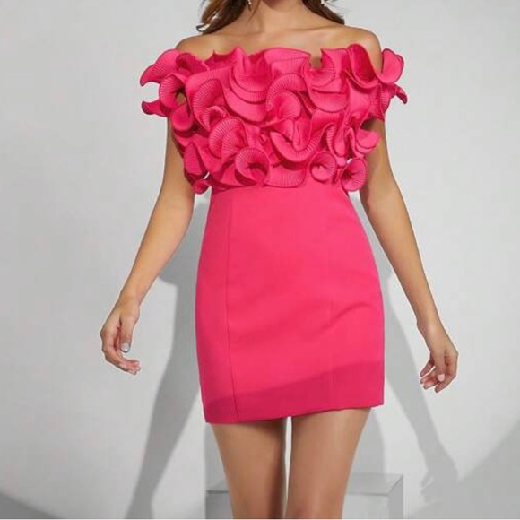 DO+BE | Dresses | New Hot Pink Ruffle Dress Homecoming | Poshmark